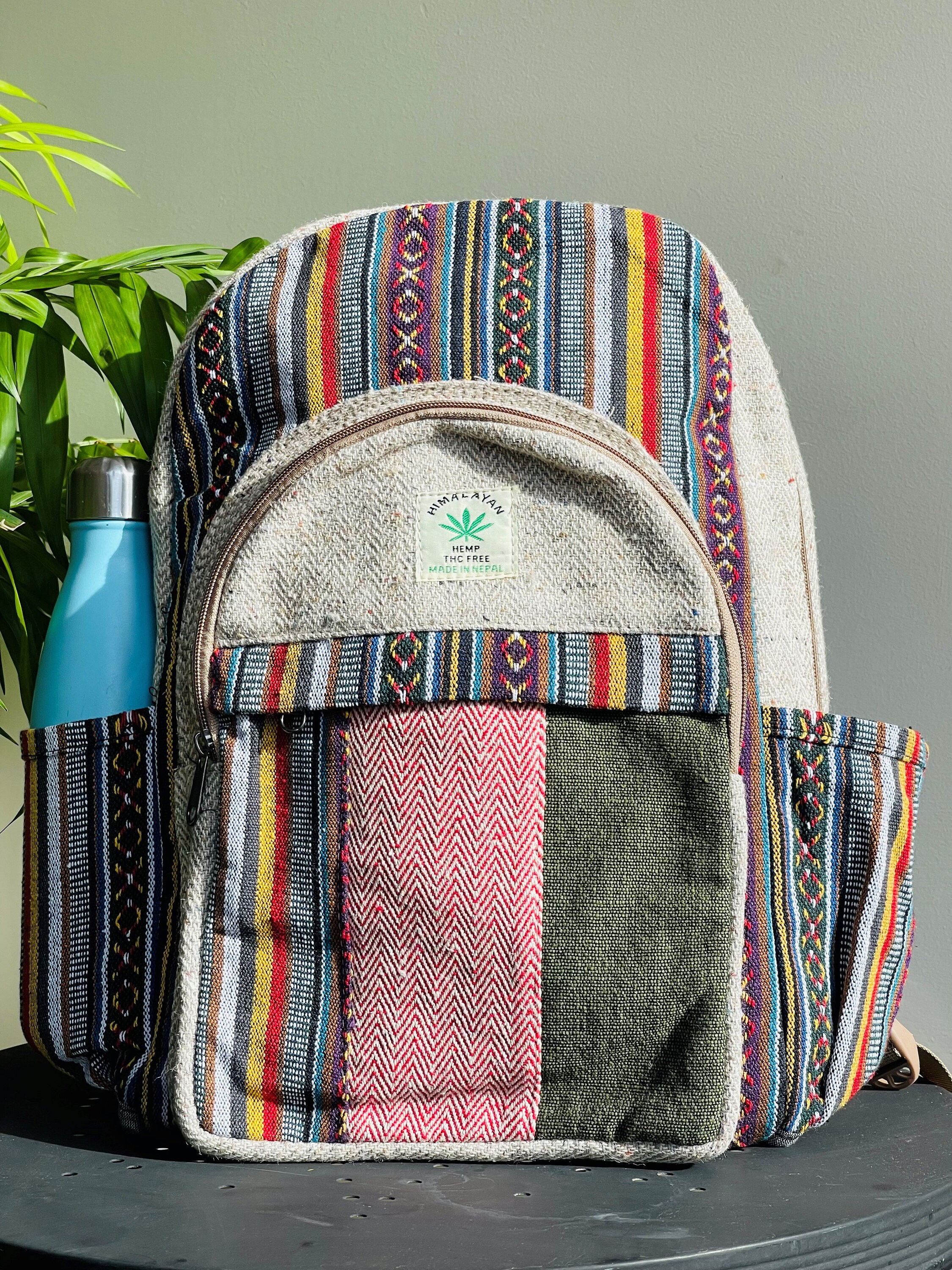 LARGE Himalayan Hemp Backpack With LAPTOP POCKET Nepal Fair Trade ...
