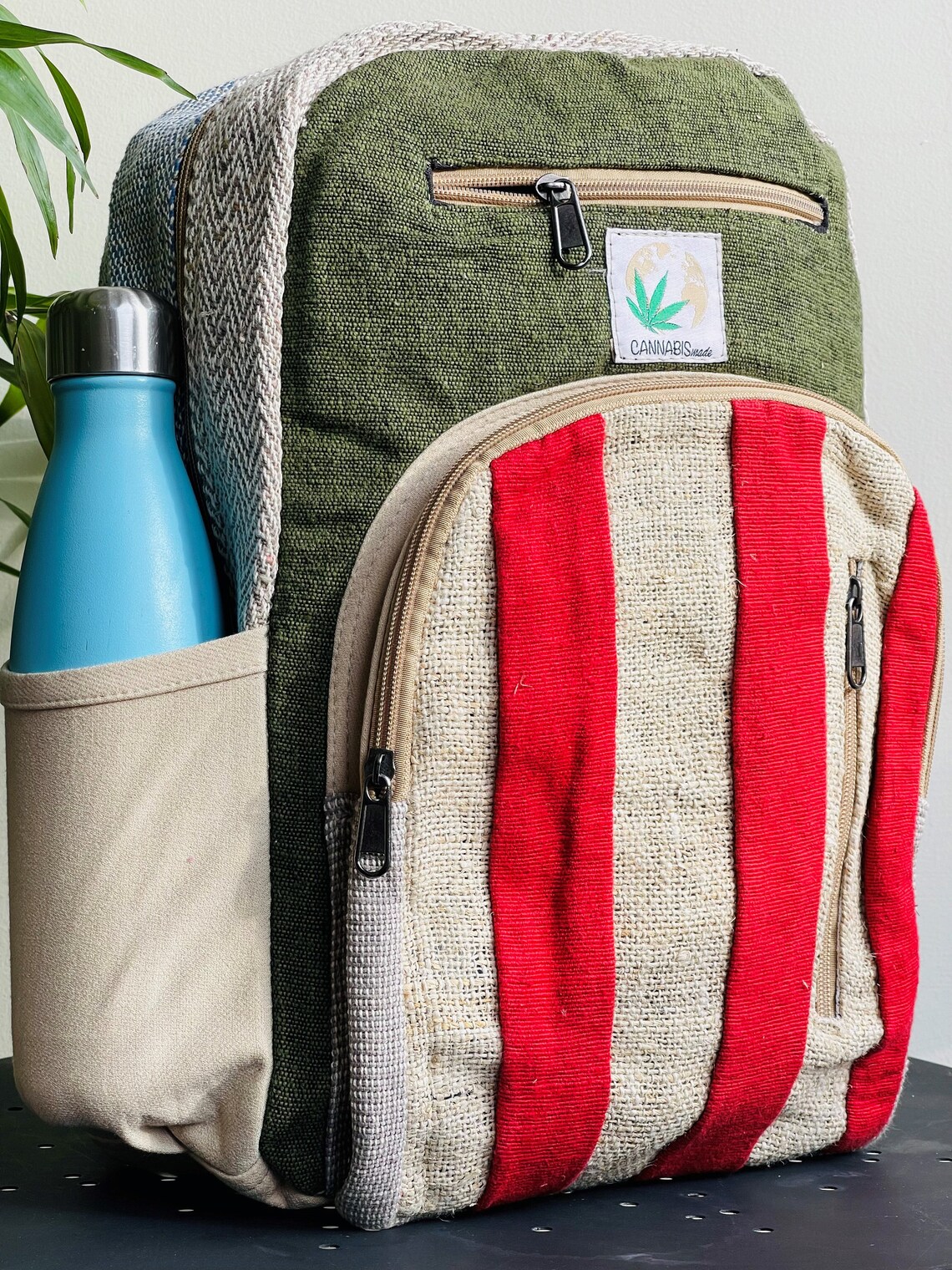 Large Himalayan Hemp Backpack With Laptop Pocket — Handmade in Nepal ...