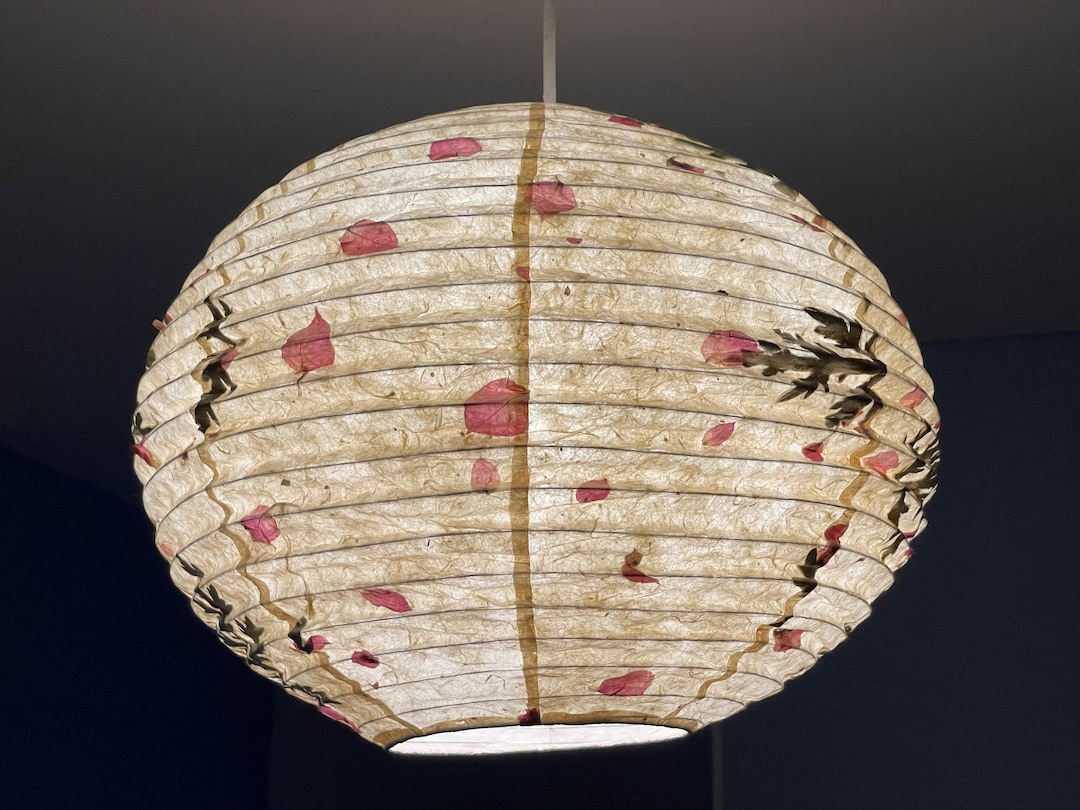 Handmade Paper Lamp Shades / Lokta Bougainvilliea Petal Paper Lamp ...