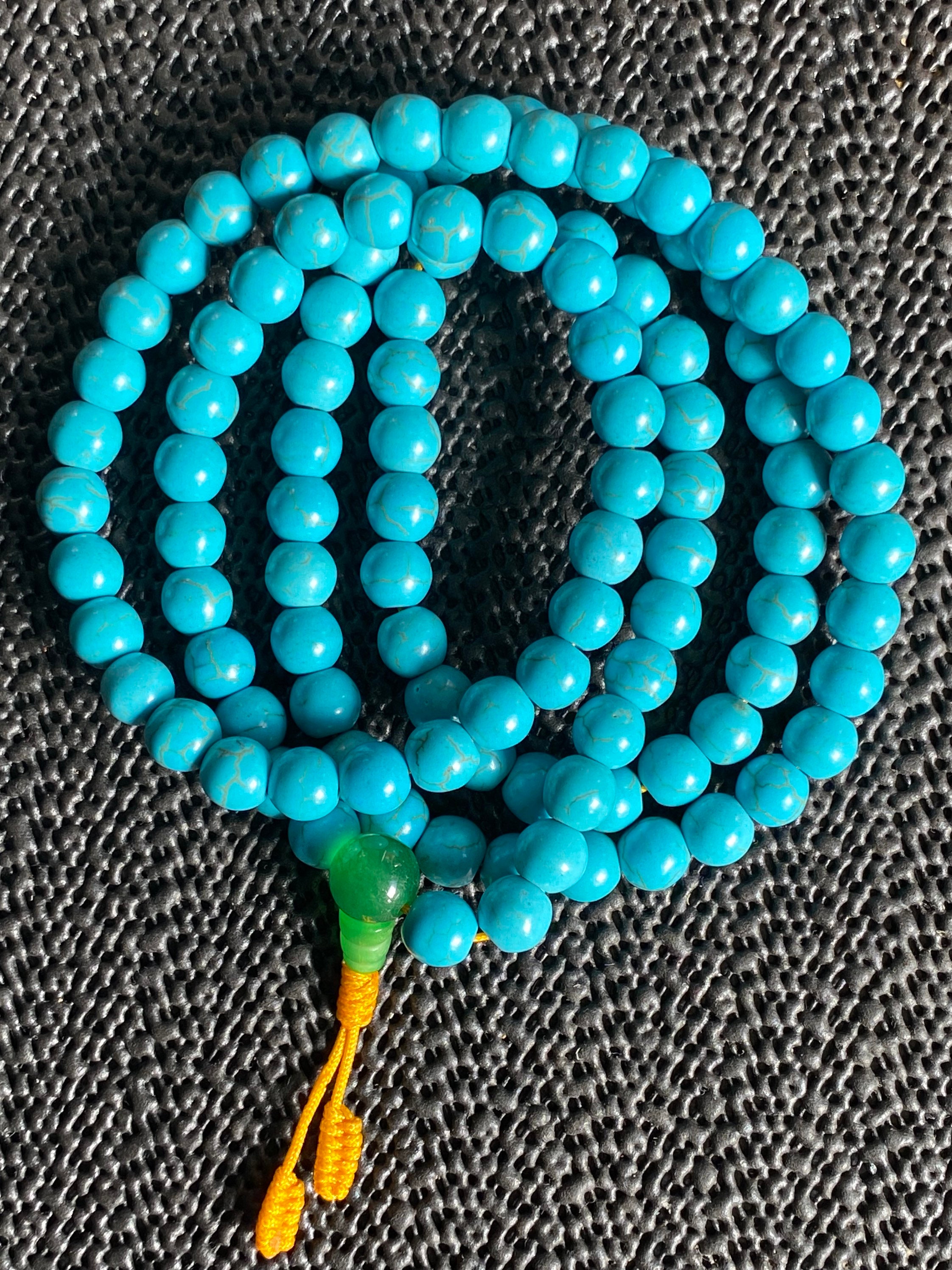 Natural Turquoise , 8mm, 108 Mala Beads, Spiritual, Meditation Beads ...
