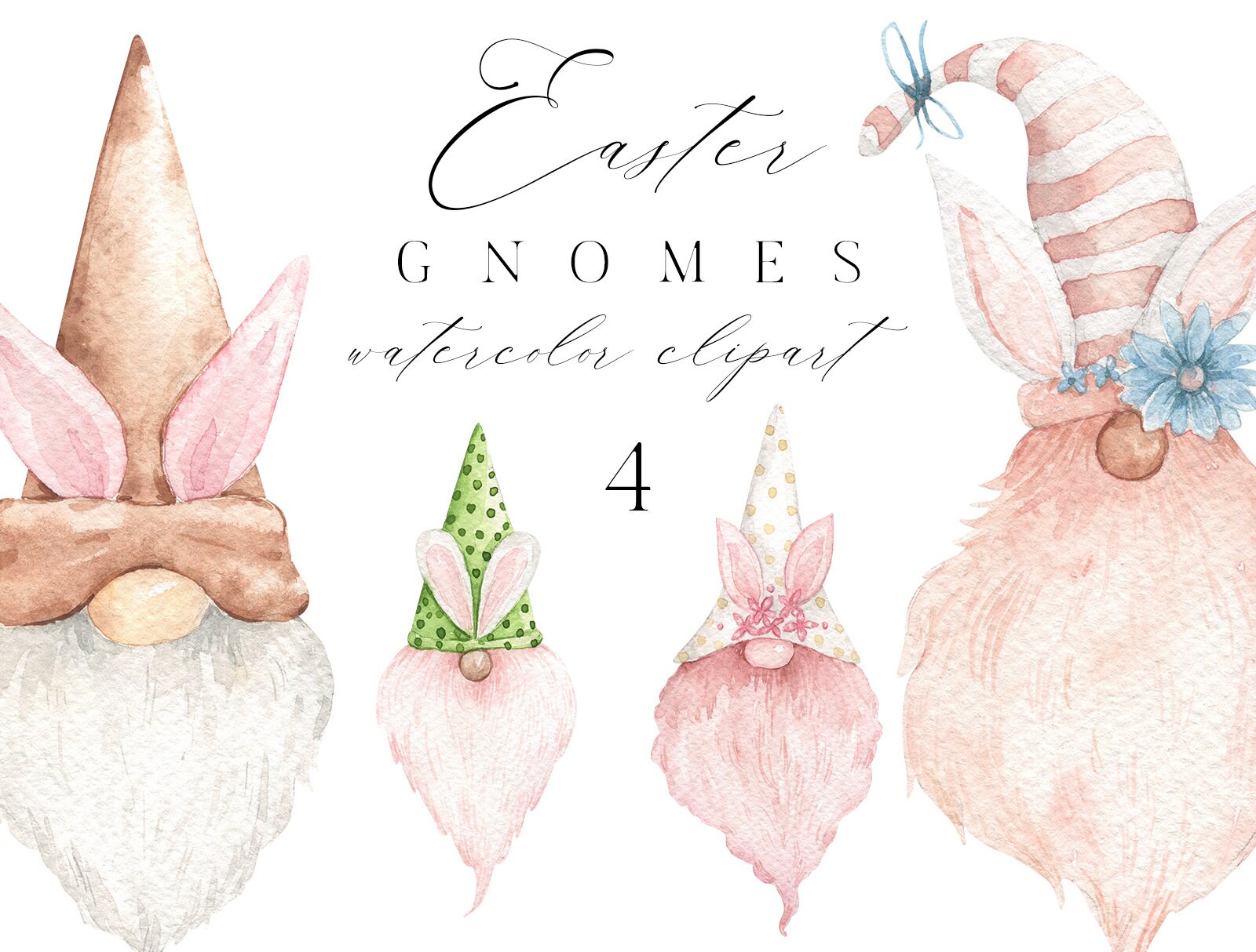 Easter Clipart Scandinavian Gnomes Watercolor Spring - Etsy