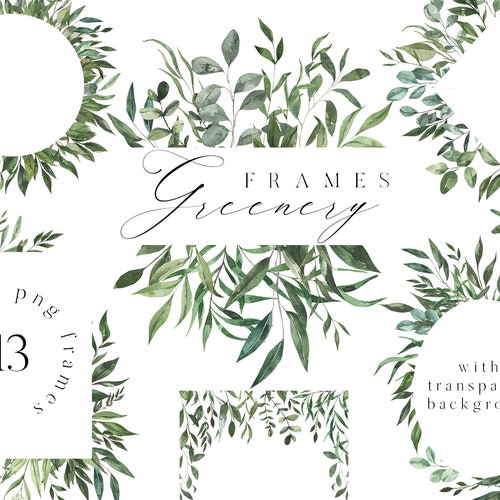 Eucalyptus Wreath Clipart Watercolor Eucalyptus Frame Baby - Etsy