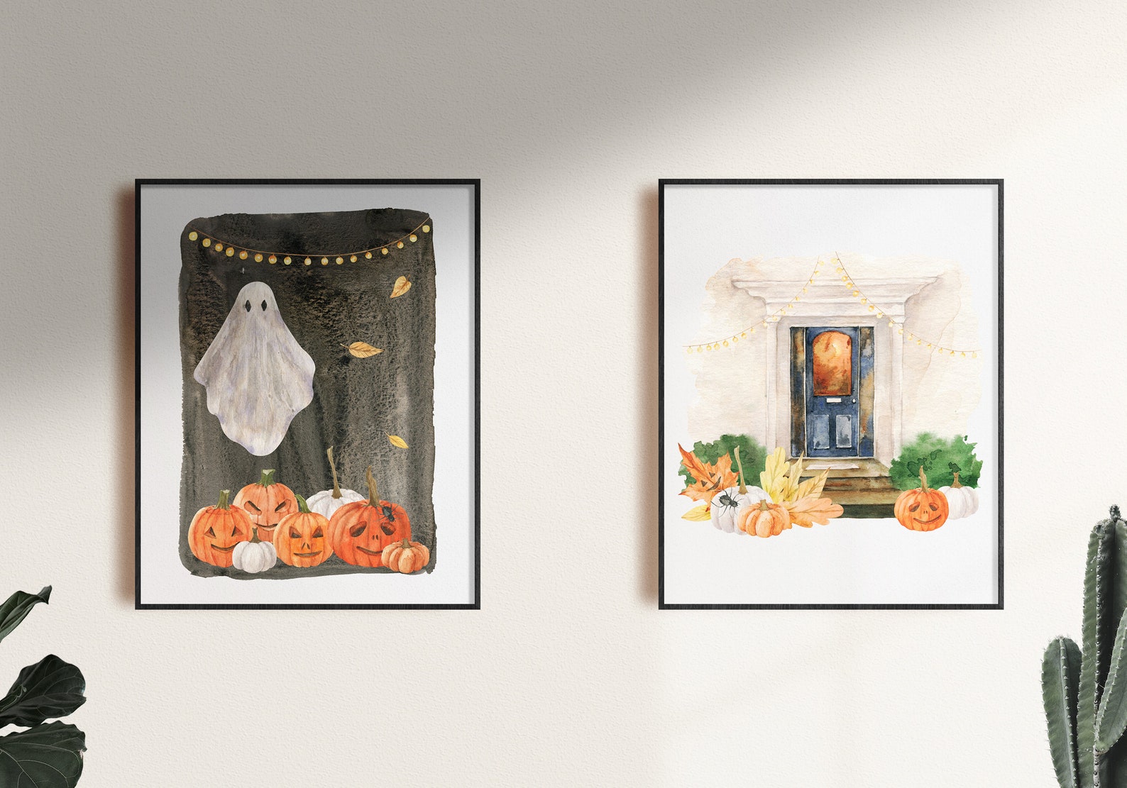 Halloween Clipart Watercolor, Autumn House Clipart, Pumpkin Clipart ...