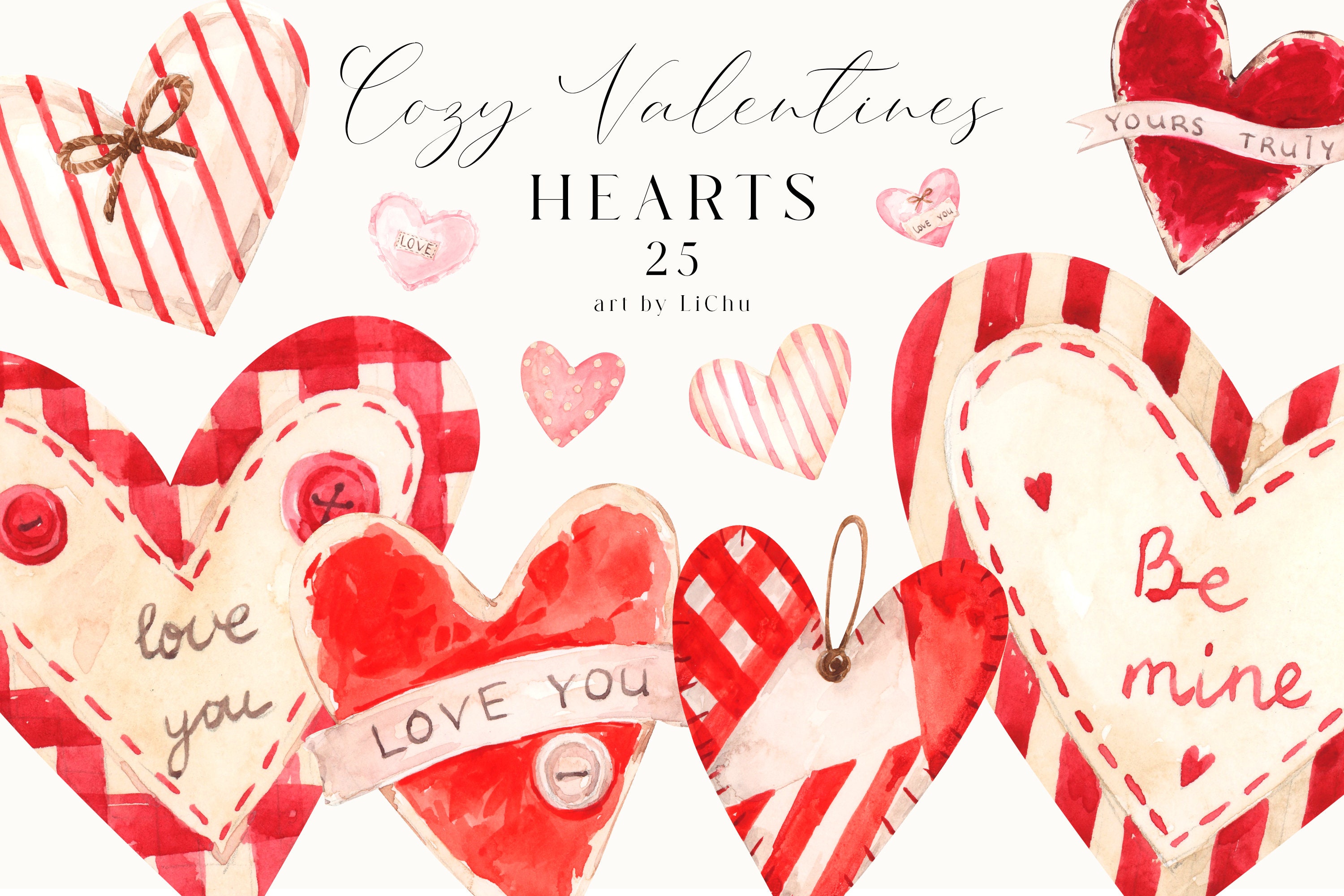 Vintage Valentine Hearts Clip Art