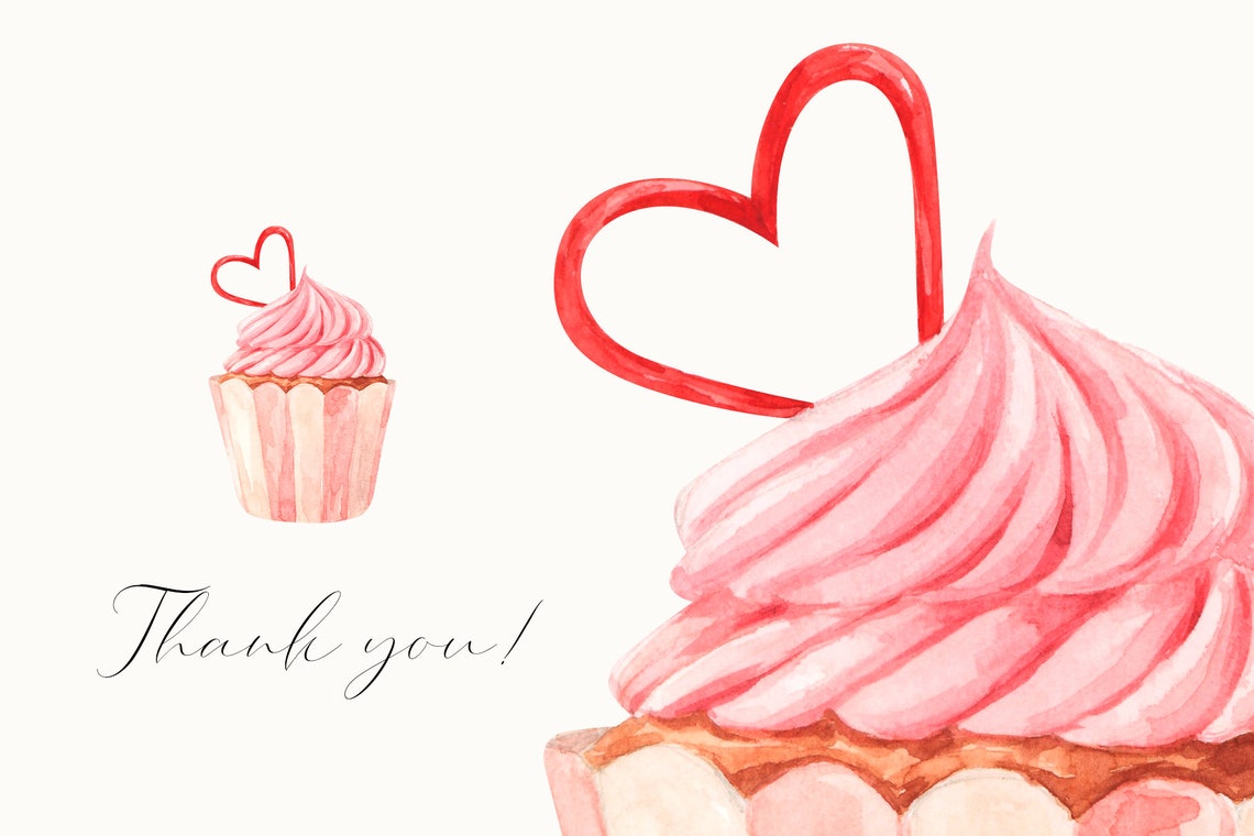 Watercolor Cupcake Clipart Muffin Bakery Logo Sweets Dessert - Etsy