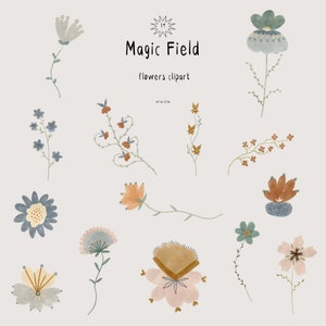 Magic Field Watercolor Vintage Digital Paper Wildflower Clipart ...