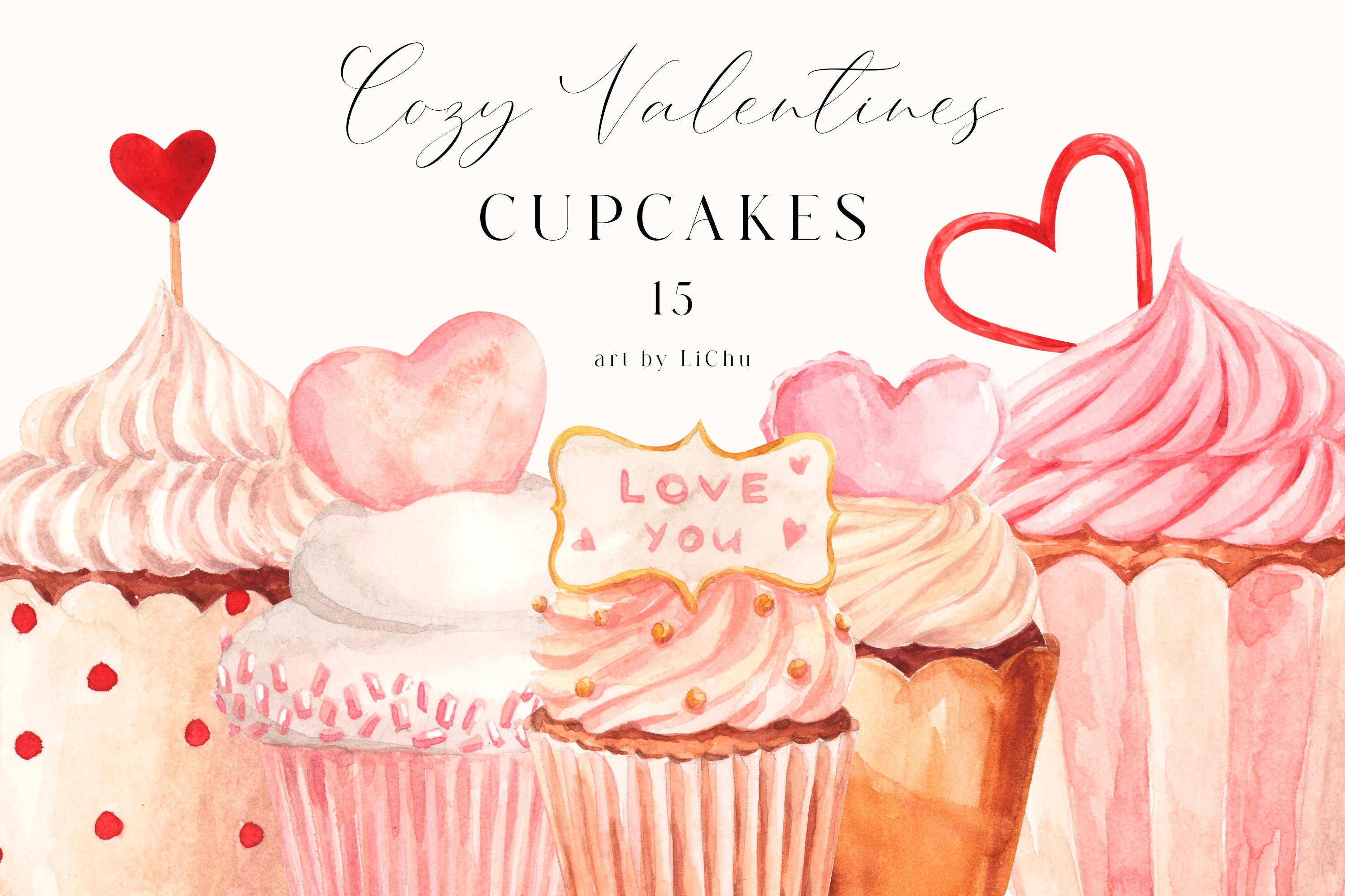 Watercolor Cupcake Clipart Muffin Bakery Logo Sweets Dessert Baking ...