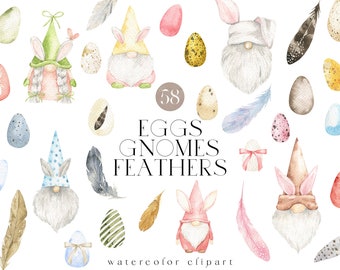 Watercolor Easter Clip Art Scandinavian Gnome With Bunny | Etsy