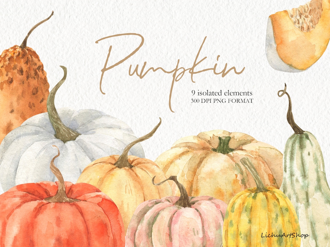 Watercolor Clipart Thanksgiving - Pumpkin Clipart - Vegetable Plants ...