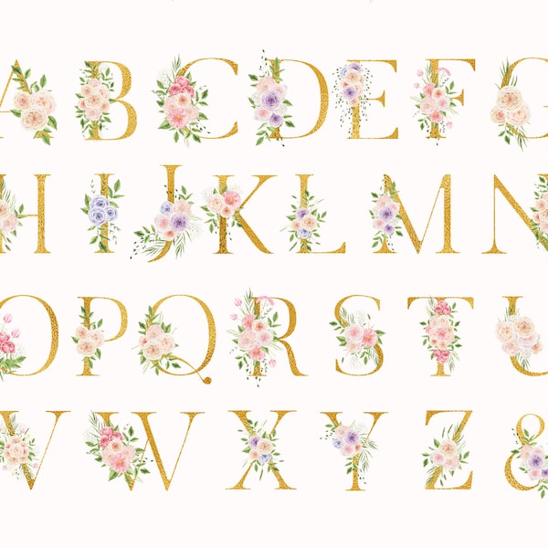 Floral Letters - Etsy