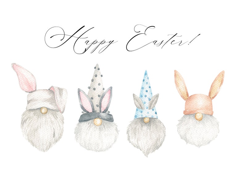 Easter Clipart Watercolor Cute Bunny Gnome Sublimation Design - Etsy
