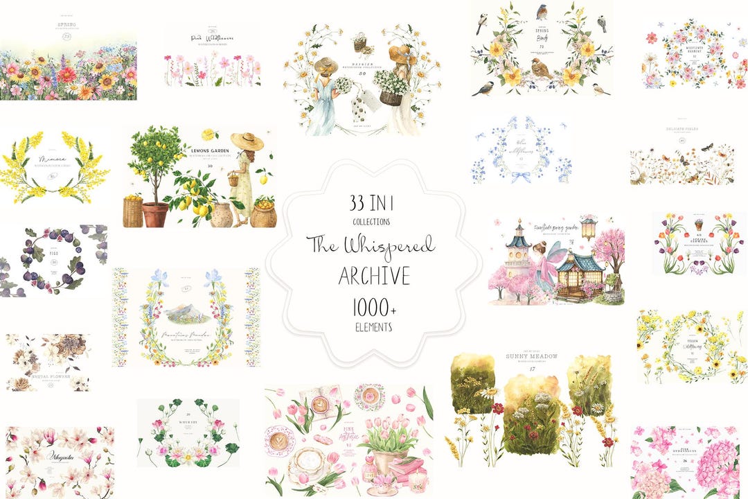 Watercolor Flowers Clipart Bundle | 1000+ Wildflower Botanical PNG ...