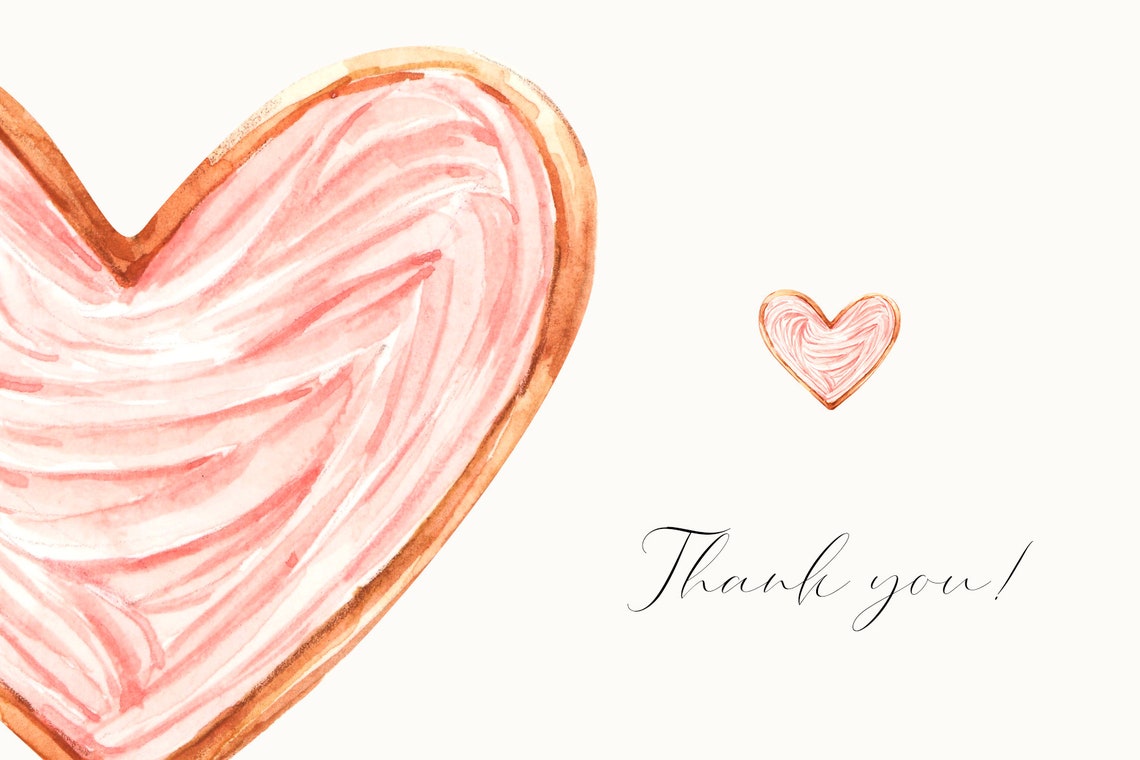 Watercolor Heart Cookies Clipart Cute Dessert Sweets Bakery - Etsy