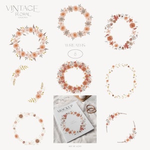 Watercolor Boho Wildflowers Wreaths Clipart Dried Flowers Frame Wedding ...