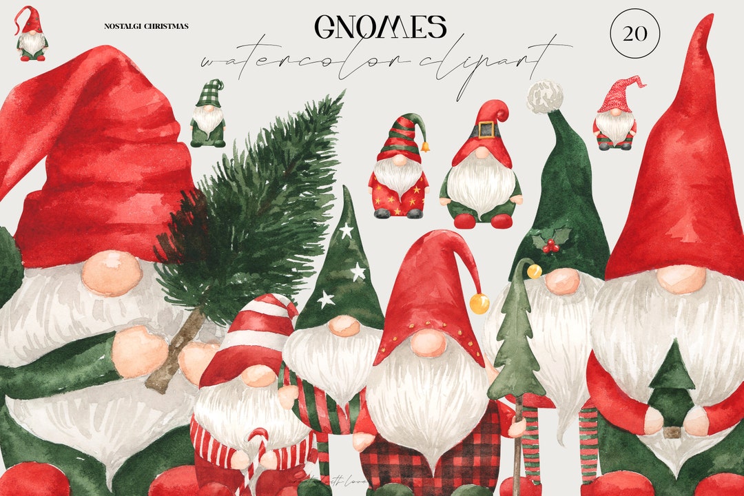 Watercolor Christmas Clipart Winter Gnomes Scandinavian Xmas Christmas ...