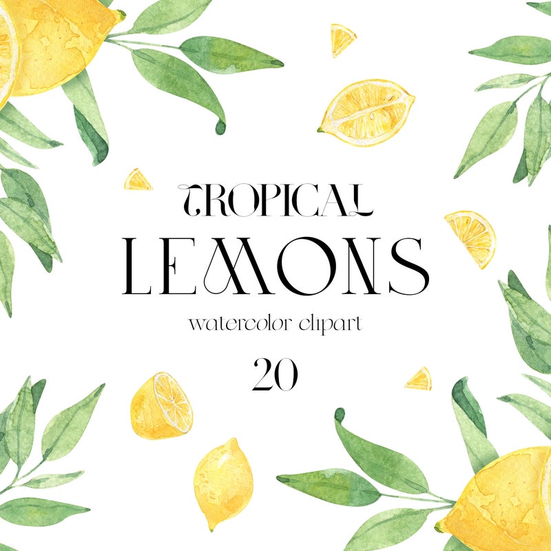 Lemon Watercolor Clipart - Etsy