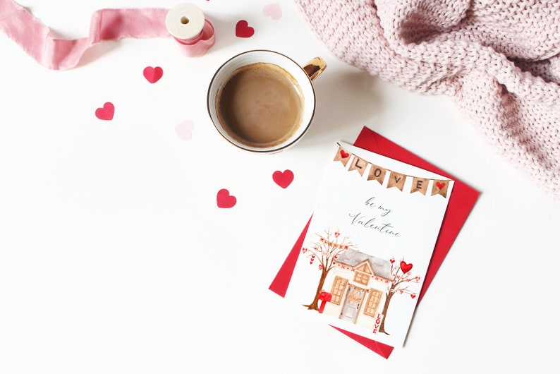 Watercolor Valentines Day House Clipart Cottages Logo Cute Housewarming ...