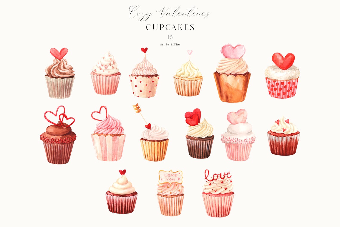 Watercolor Cupcake Clipart Muffin Bakery Logo Sweets Dessert - Etsy