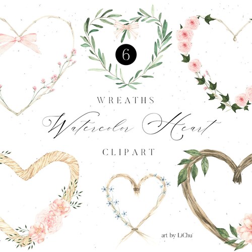 Watercolor Heart Wreath Wildflowers Floral Valentines Day - Etsy
