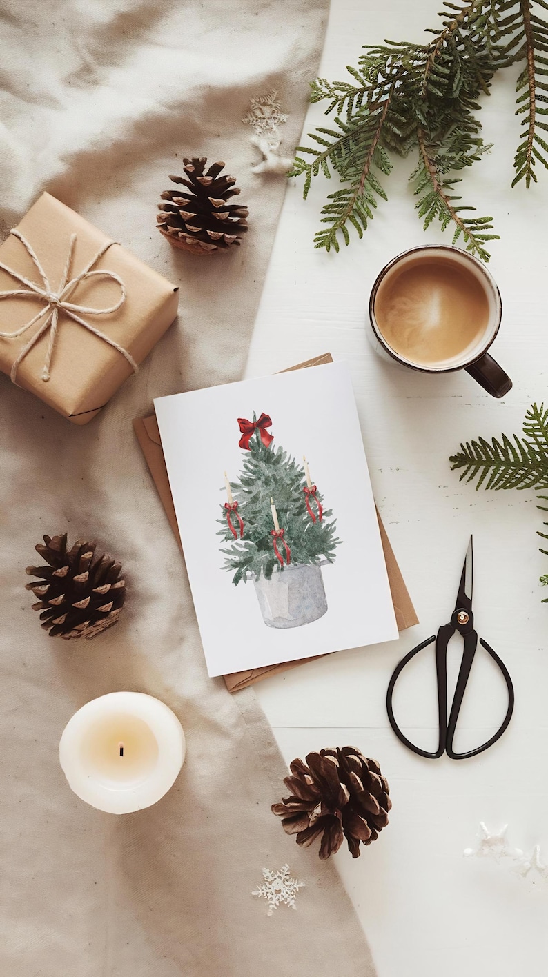 Scandi Christmas Watercolor Clipart Set – Cozy Red Holiday House ...