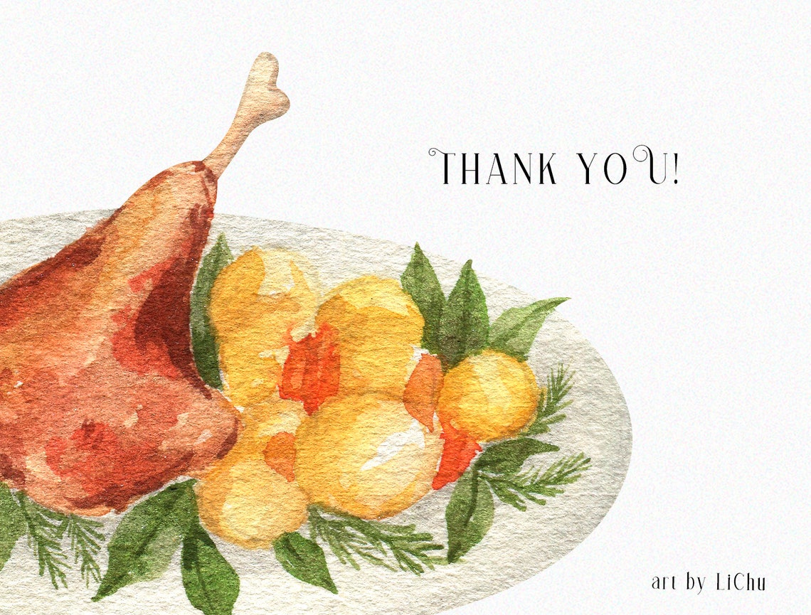 Watercolor Thanksgiving Dinner Clipart Pumpkin Pie Turkey Cranberry ...