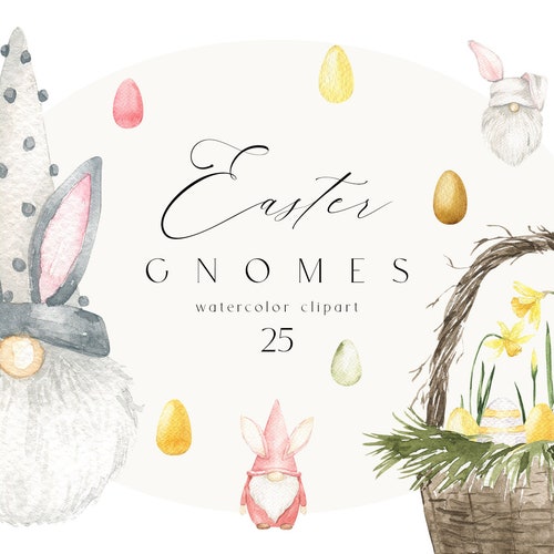 Easter Clipart Watercolor Scandinavian Gnomes Spring - Etsy