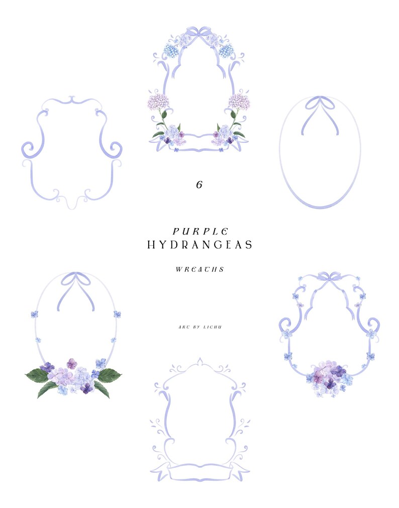 Purple Hydrangeas Clipart – Coquette Watercolor Flowers, Romantic ...