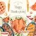 Watercolor Thanksgiving Dinner Clipart Pumpkin Pie Turkey Cranberry ...