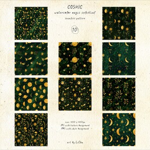 Watercolor Celestial Clipart Stars Moon Phases Planet Wildflower ...