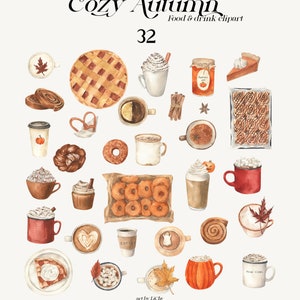 Watercolor Autumn Food Drink Clipart Thanksgiving Dinner Fall Cookies ...