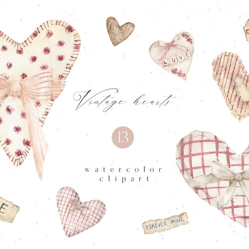 Watercolor Red Heart Cute Vintage Valentines Day Love Brown - Etsy