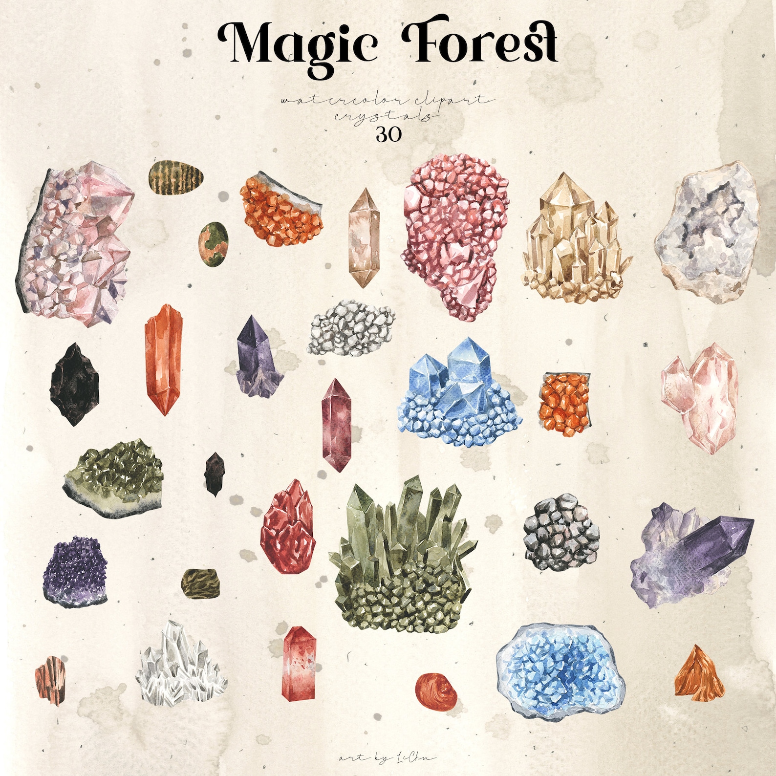 Watercolor Magic Forest Clipart Woodland Animal Fox Squirrel - Etsy