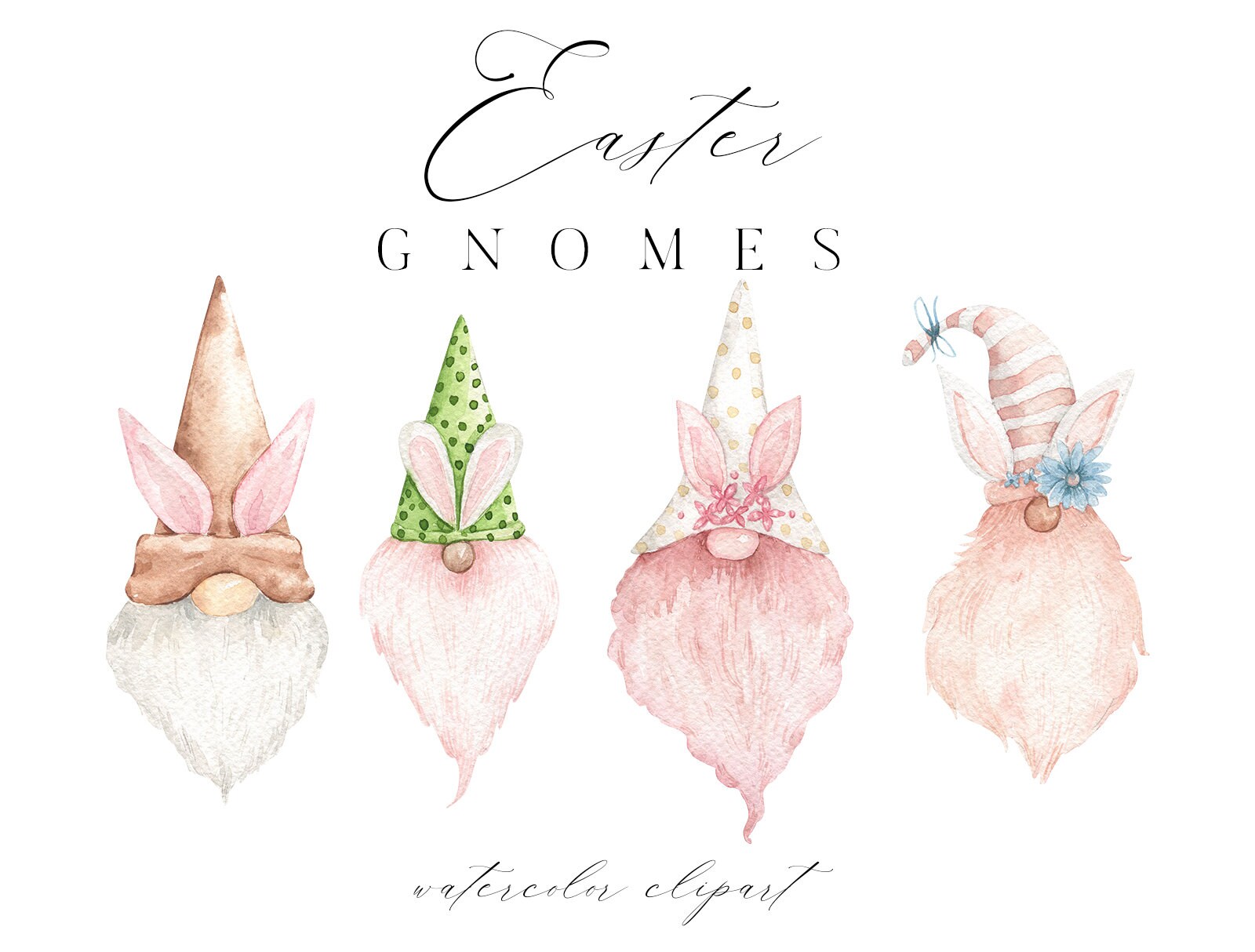 Easter clipart Scandinavian Gnomes Watercolor Spring | Etsy