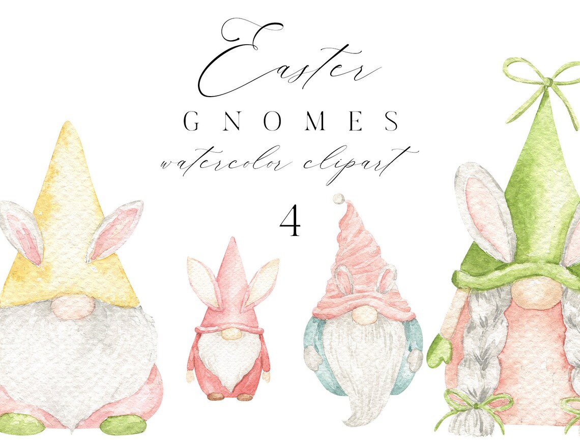 Easter clipart Watercolor Scandinavian Gnomes Spring | Etsy