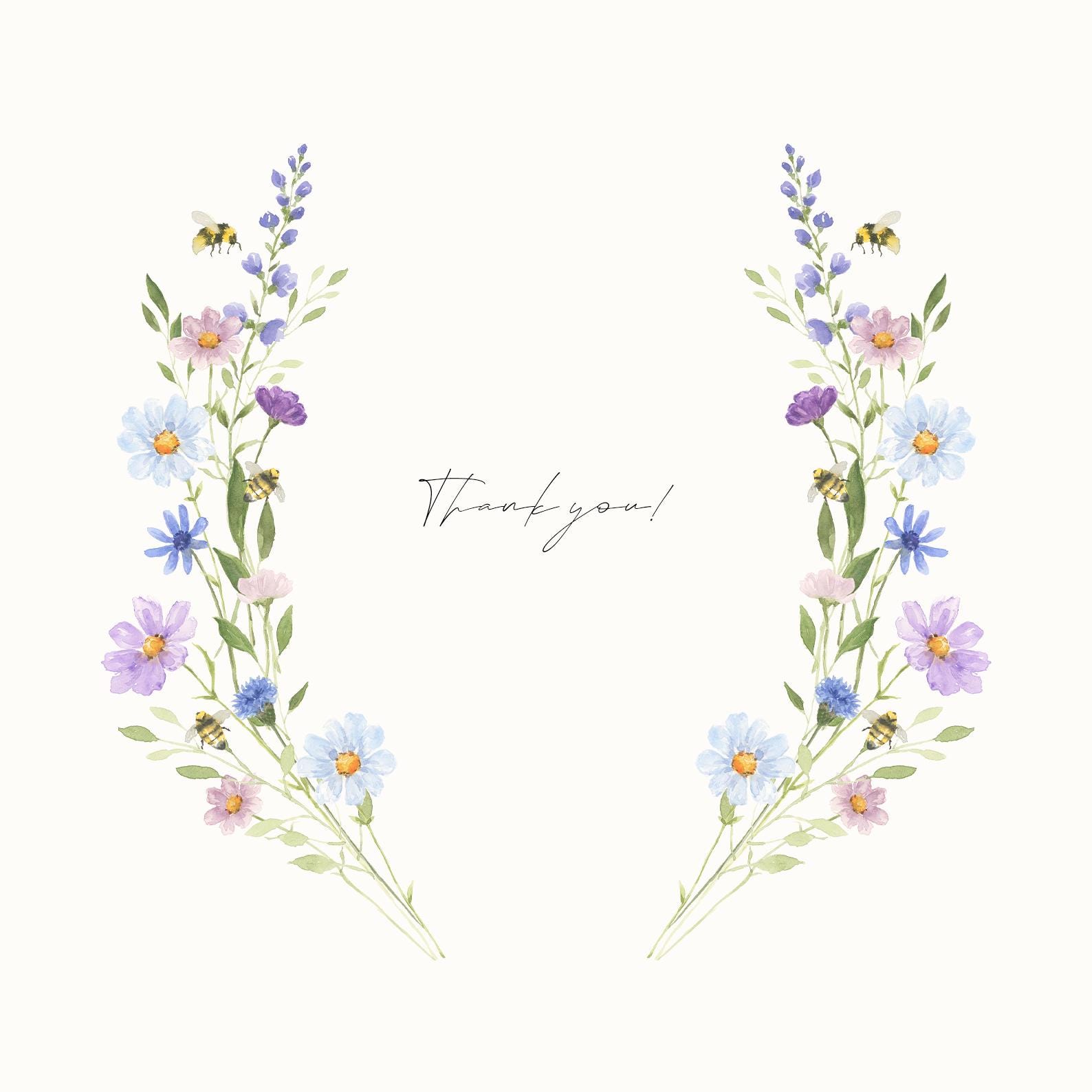 Summer Meadow Watercolor Clipart - Honey Meadow - Wildflowers Floral ...