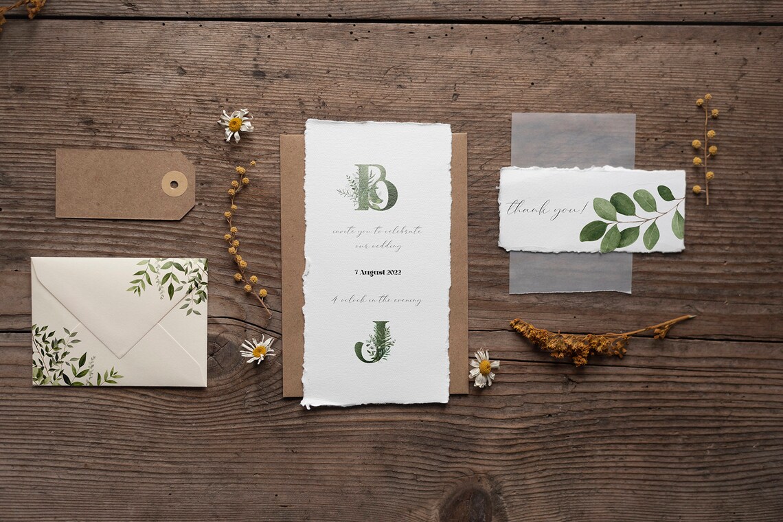 Watercolor Foliage Greenery Alphabet Numbers Evergreen Leaves - Etsy