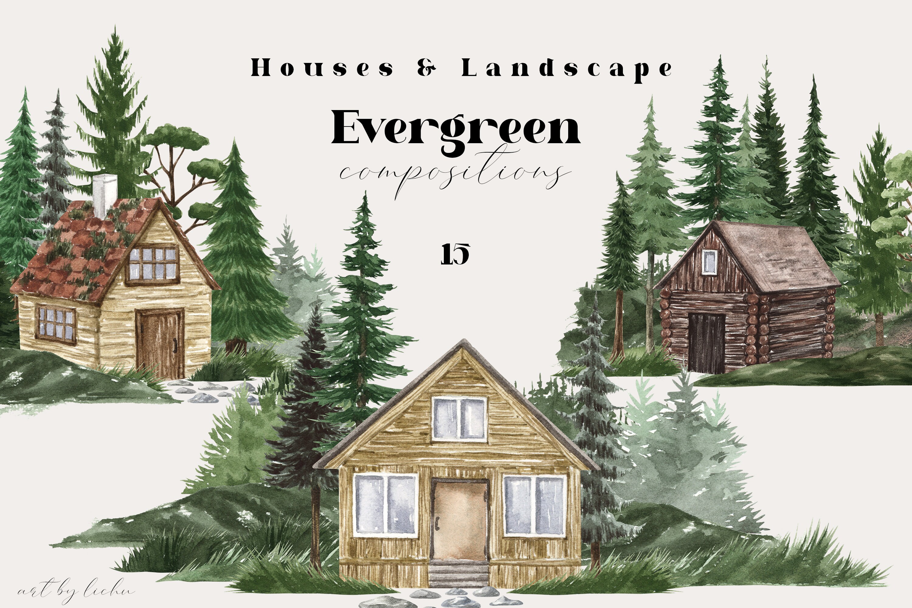 Cottage In The Woods Clipart Image