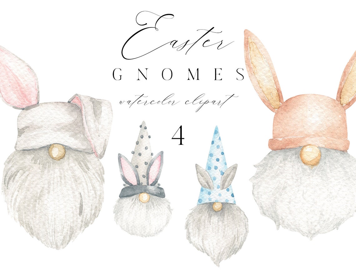 Easter Clipart Watercolor Cute Bunny Gnome Sublimation Design - Etsy