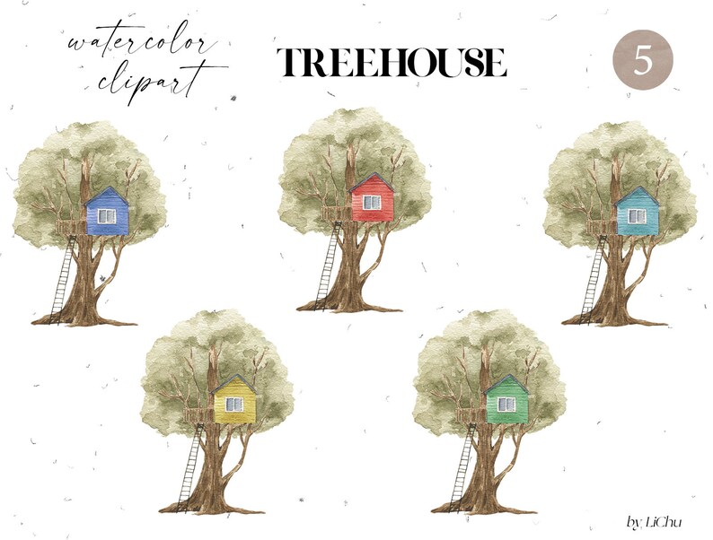 Treehouse Watercolor Tree House Kids Home Birthday Decor - Etsy