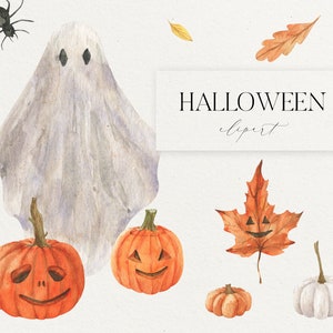 Watercolor Pumpkin Clipart - Halloween Clipart - Fall Leaves Clipart ...
