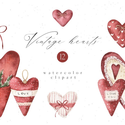 Watercolor Heart Cute Love Vintage Valentines Day Beige Boho - Etsy