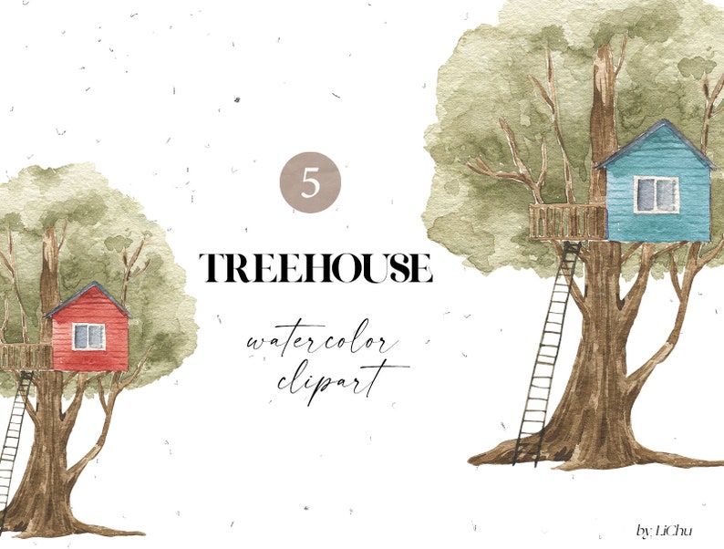 Treehouse Watercolor Tree House Kids Home Birthday Decor - Etsy