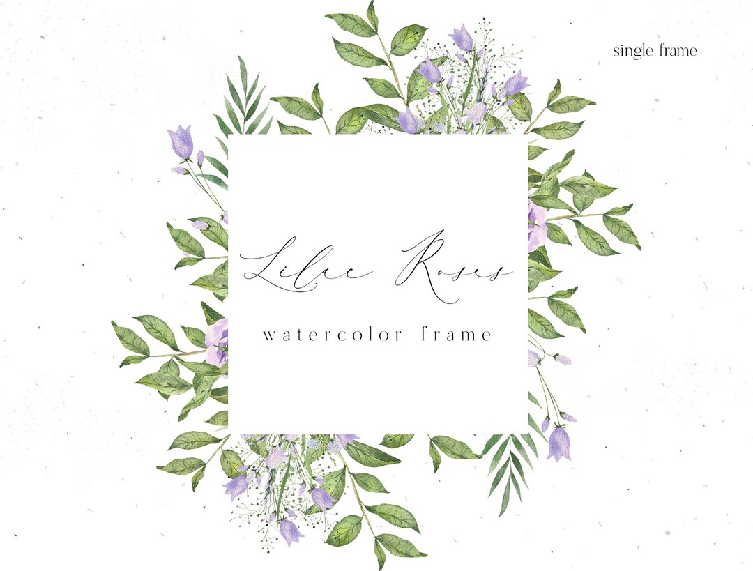 Watercolor Delicate Frame Clipart Bright Wildflower Purple - Etsy