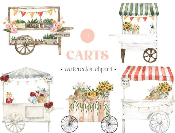 Flower Carts On Wheels Clip Art