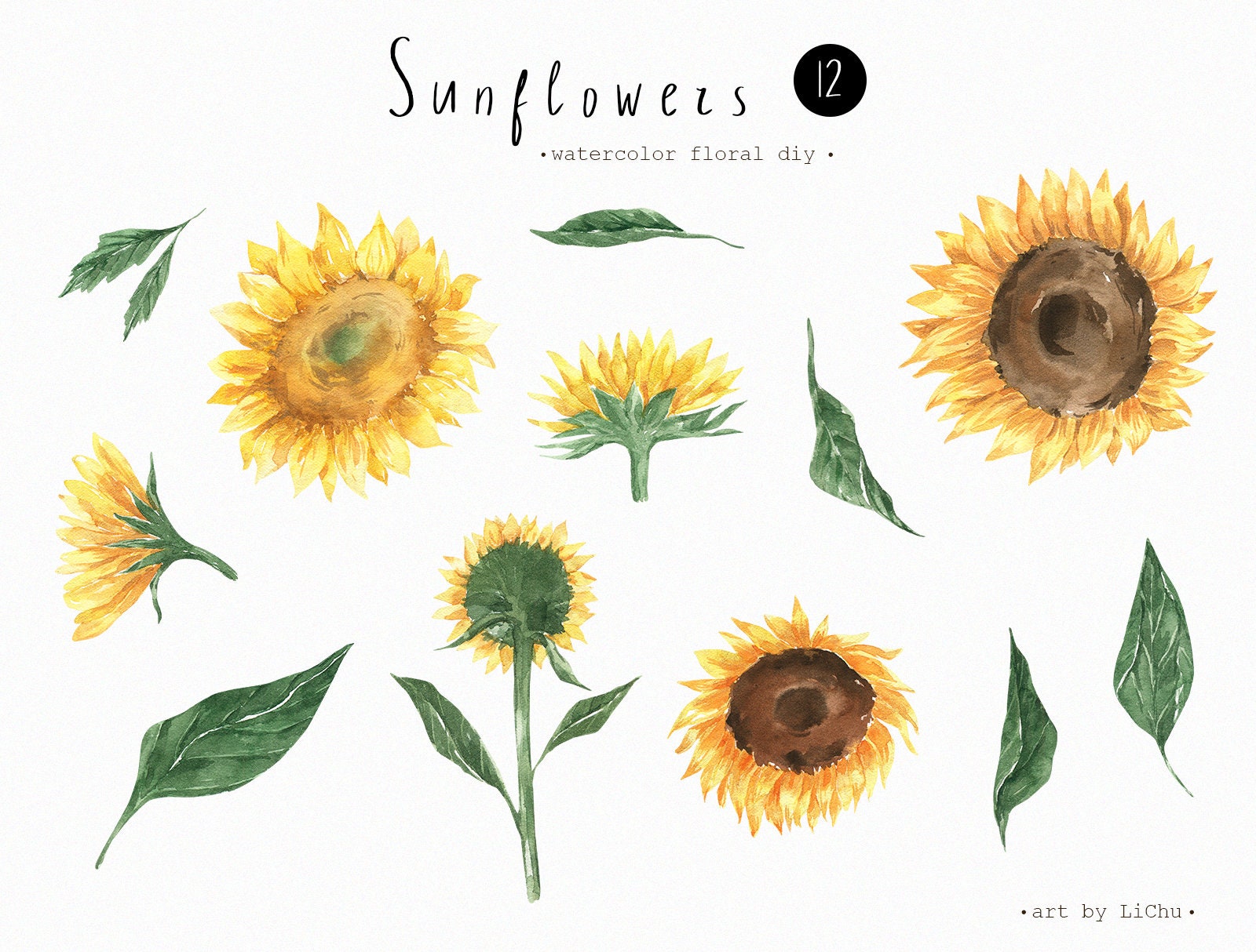 Watercolor Sunflowers Clipart Floral Frame Wreath With - Etsy