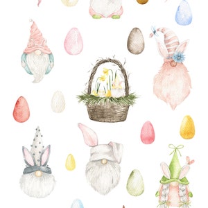 Watercolor Easter Clip Art - Scandinavian Gnome With Bunny Ears Egg ...