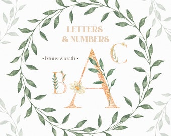 Alphabet Watercolor Floral Gold Typography Wedding Letters and | Etsy UK