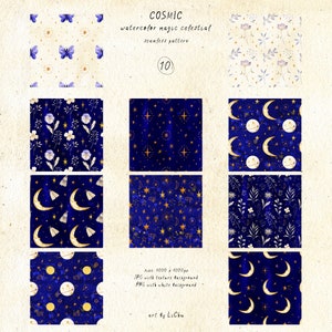 Watercolor Celestial Clipart Stars Moon Moth Butterfly Planet ...