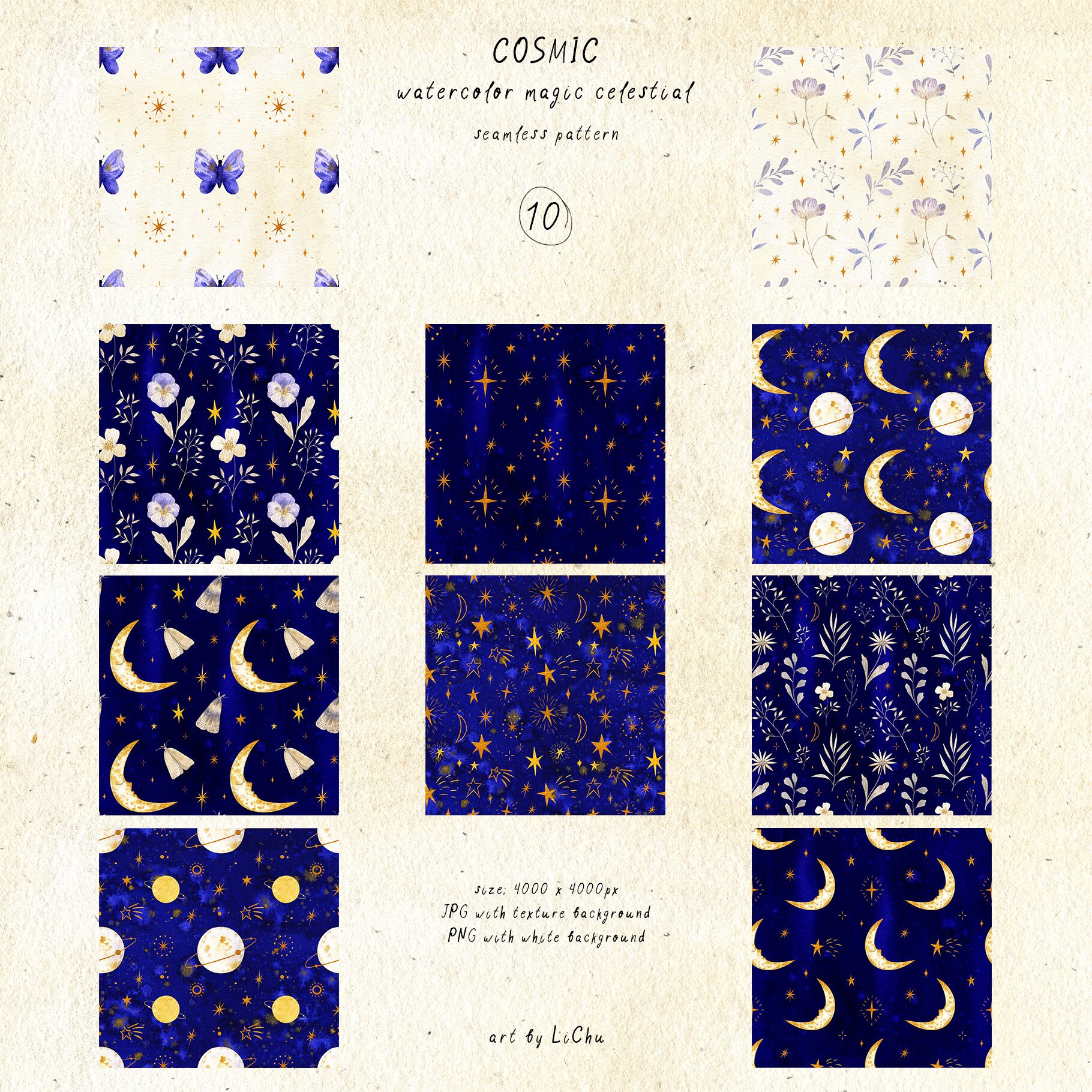 Watercolor Celestial Clipart Stars Moon Moth Butterfly Planet | Etsy