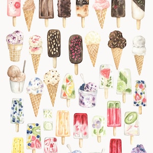 Watercolor Summer Clipart Cocktail Ice Cream Dessert Clothes Outfits ...